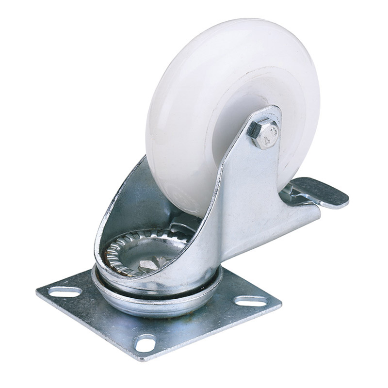 Swivel Plate Fixing Nylon Wheel with Brake, 75mm Diameter, S.W.L. 70kg ...