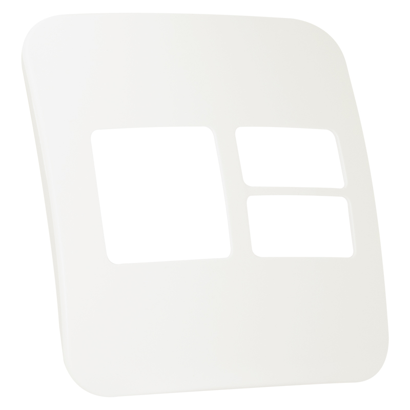 Three Module Cover Plate (1 Double, 2 Single Horizontal) - White ...