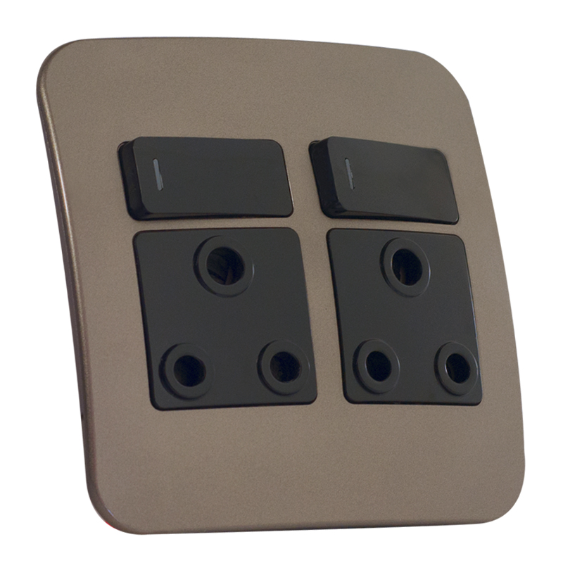 Double Switched Wall Socket – Bronze – Christensen Tools, South Africa